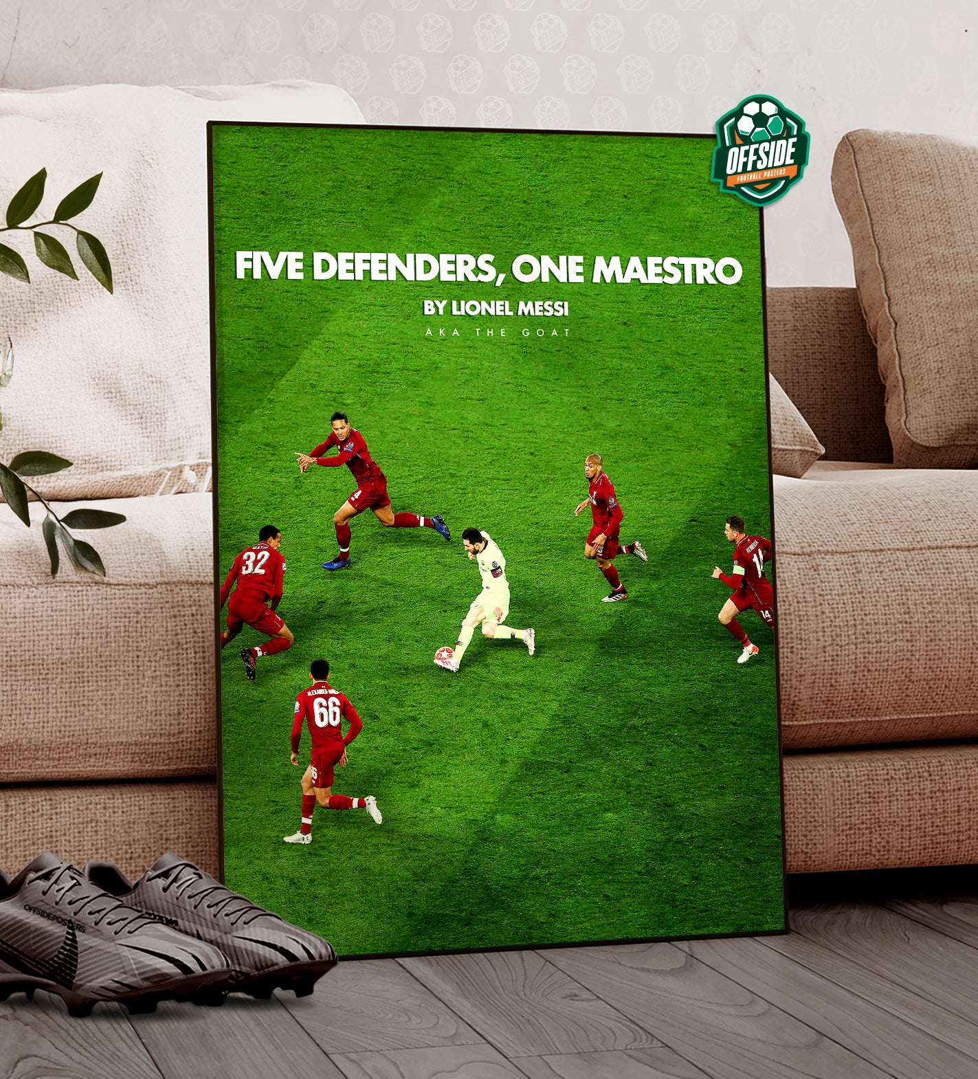 Lionel Messi '5 Defenders, 1 Maestro' Poster – Offside Posters
