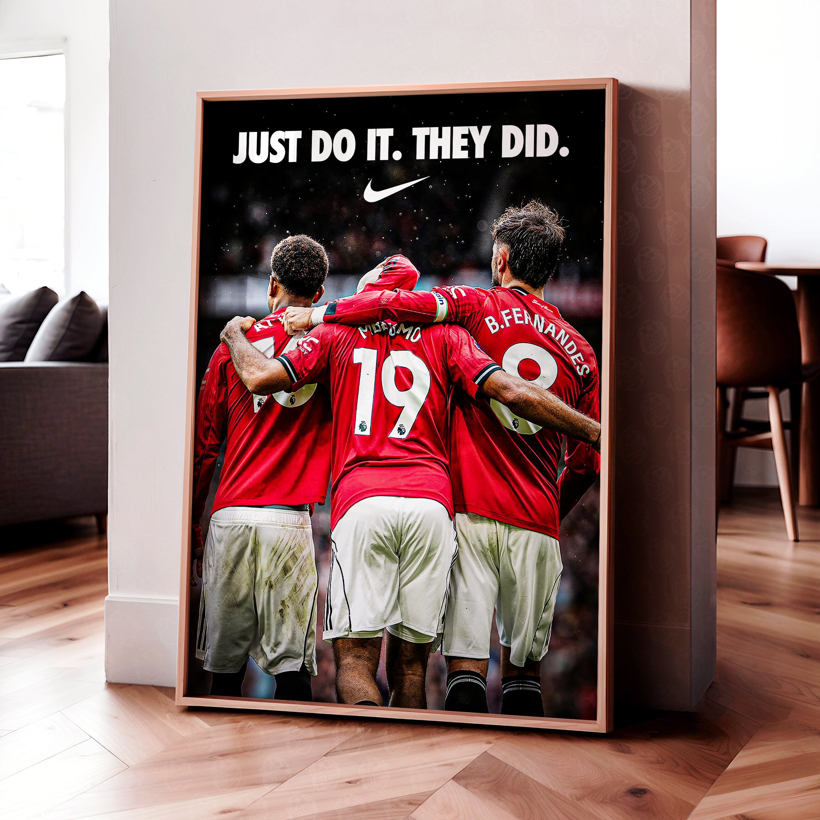 Bruno Fernandes, Amad Diallo, Bryan Mbeumo Poster – Offside Posters