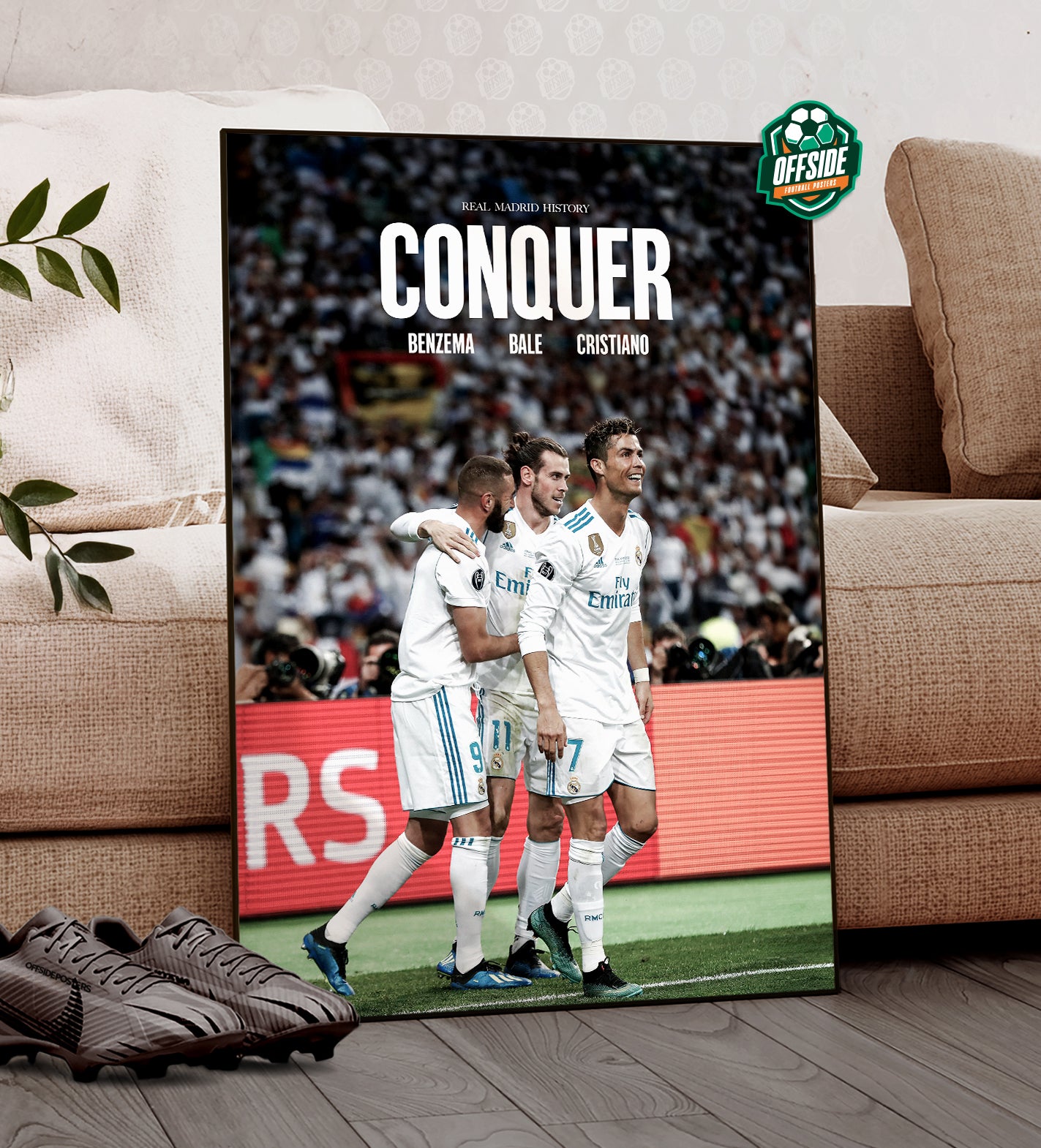 Benzema, Bale, Cristiano 'Conquer' Poster – Offside Posters