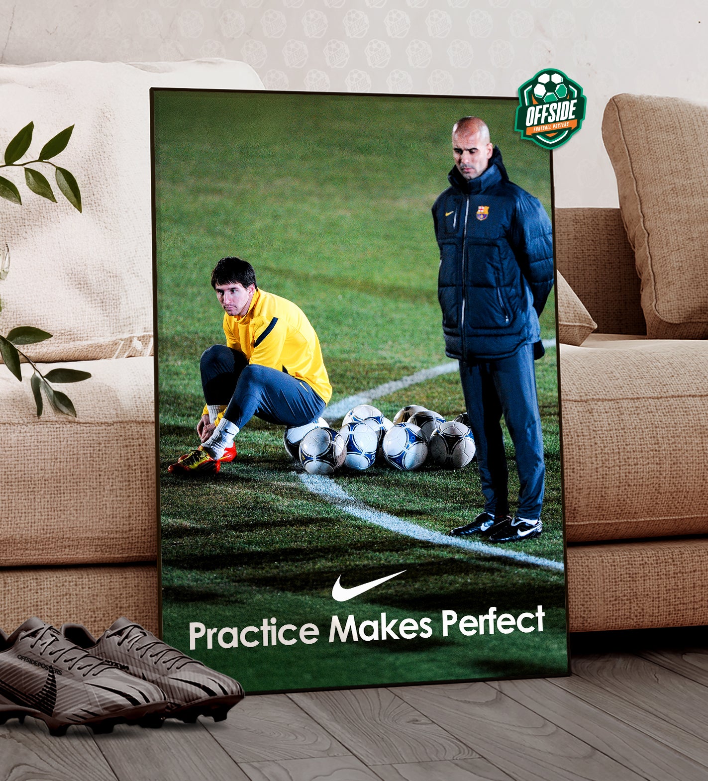 Messi & Guardiola 'Practice Makes Perfect' Poster – Offside Posters