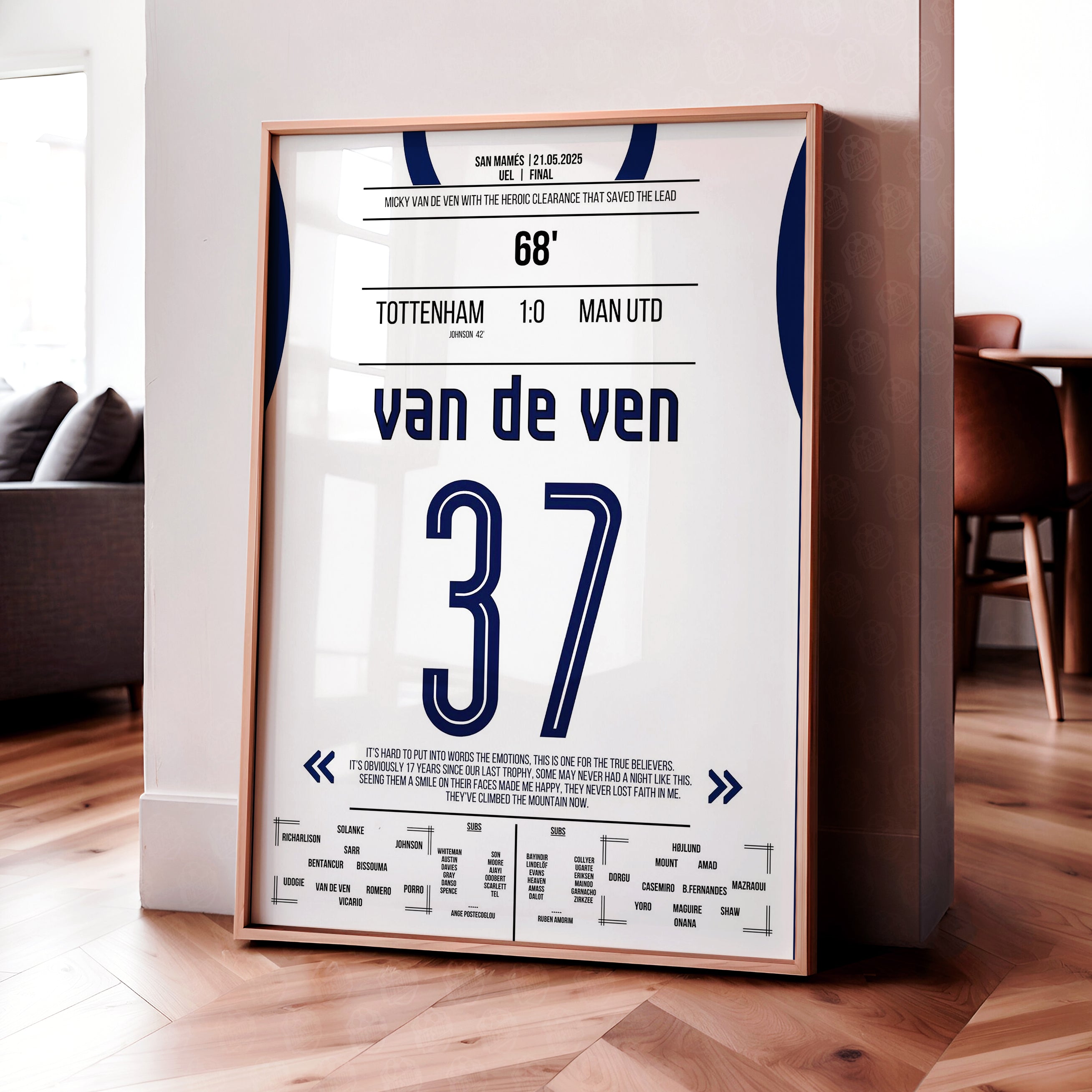 Micky van de Ven 'UEL Final Jersey' Poster – Offside Posters